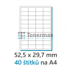 Samolepicí etikety MaxOffice A4, 40 etiket 52,5x29,7 mm, 100 archů ...
